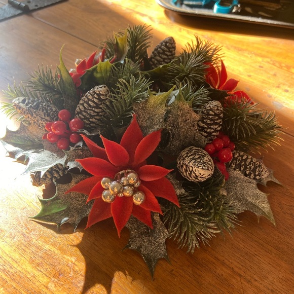 Holiday | Vintage Christmas Pinecone Holly Candle Ring | Poshmark